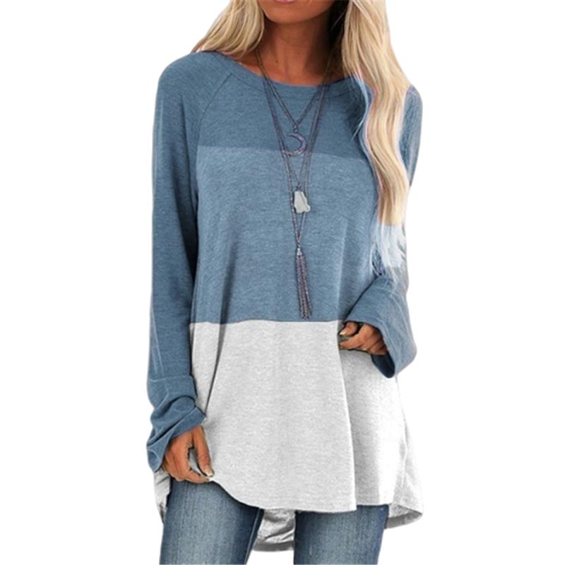 Buy Autumn Women's Splicing Casual T-shirt Lady Pullover Tops Fashion ...
