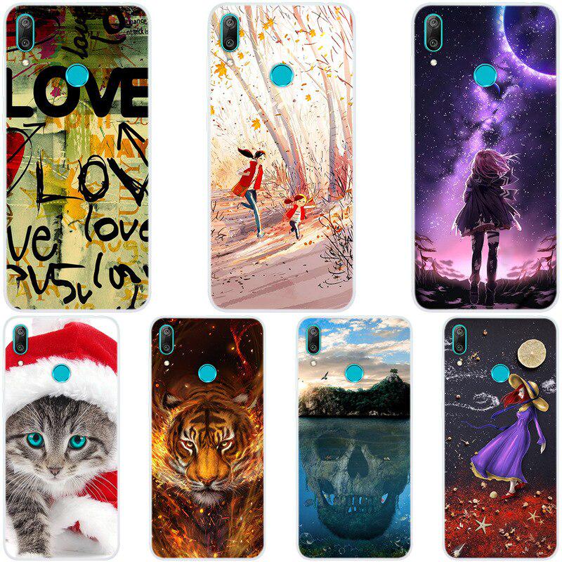 For Huawei Y7 2019 Phone Case Silicone Carton Painted Soft Back For ...