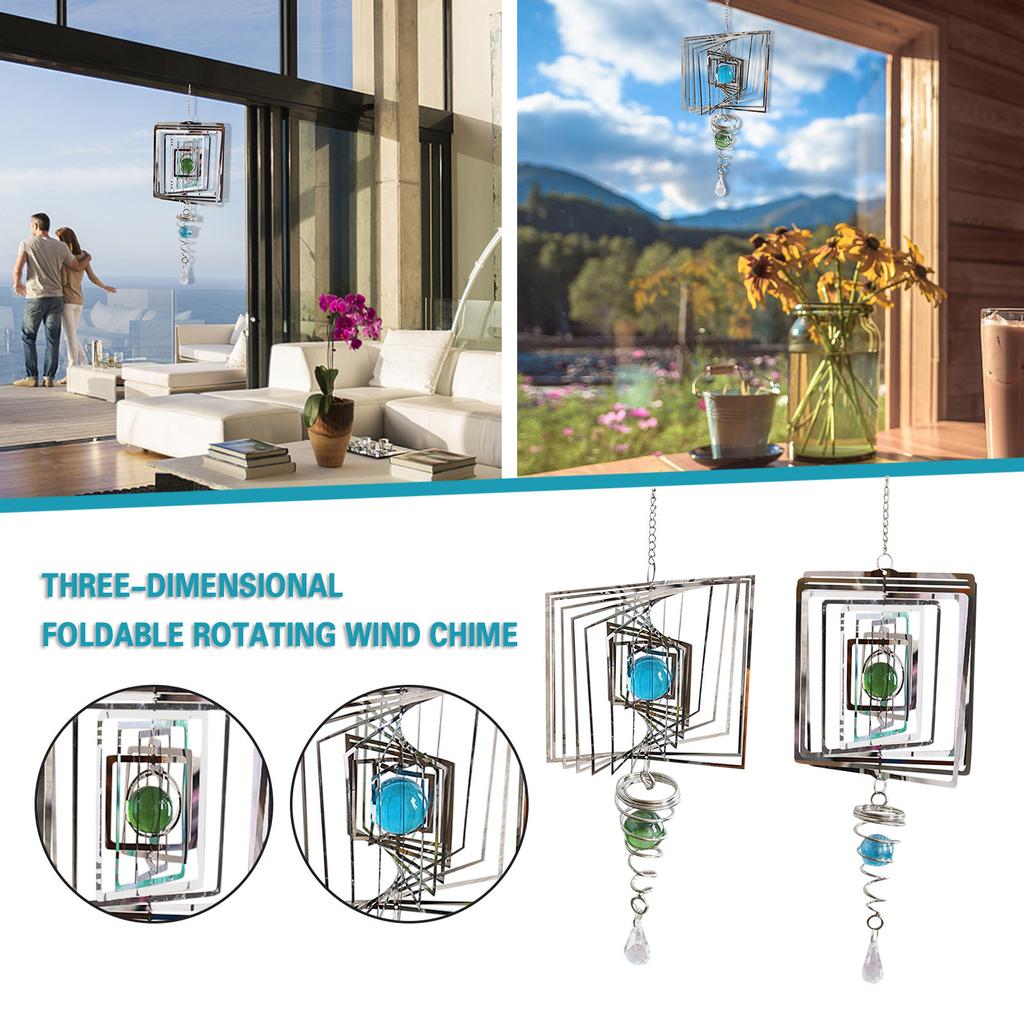 Buy Wind Chime Mirror Reflective Metal Wire Crystal Ball Wind Bell for ...