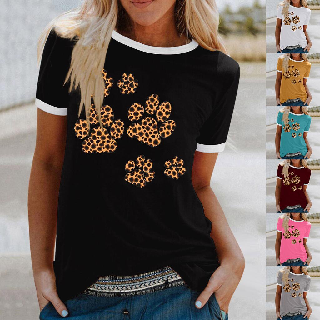 Cheap Ladies Cute Printed Short Sleeve Round Neck Front Shoulder ...