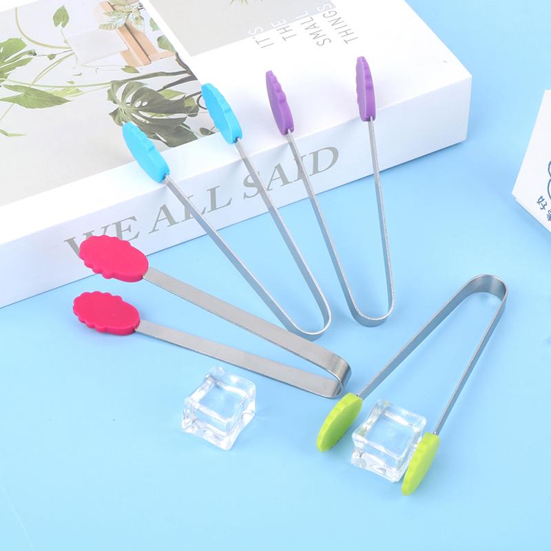 Buy 1Pc Silicone Food Tongs Flower Shape Stainless Steel Non-Slip Ice ...