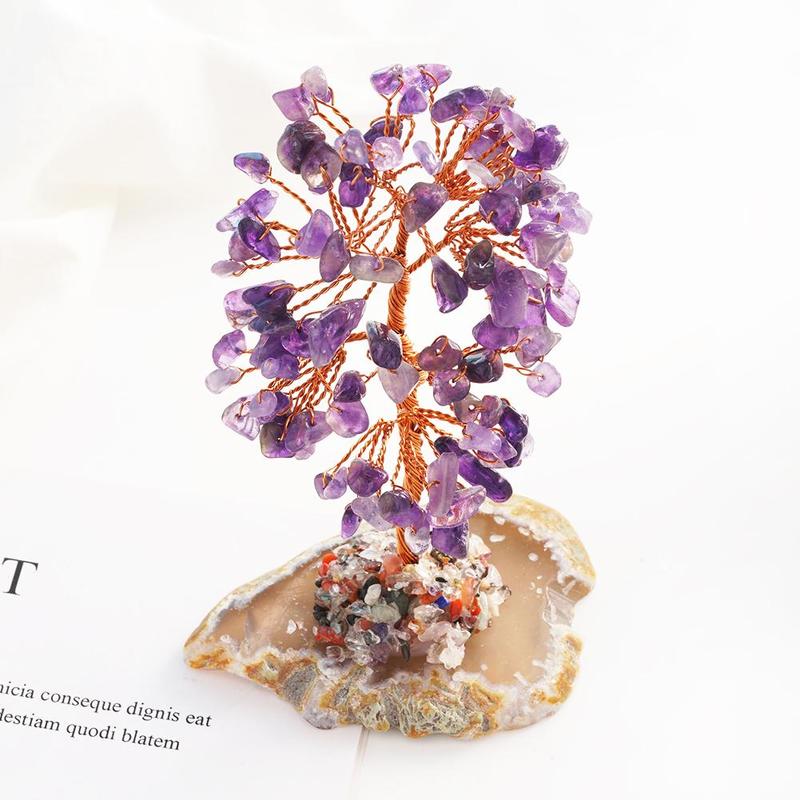 Natural Crystal Lucky Tree Amethyst Rose Quartz Tree of Life Rock ...