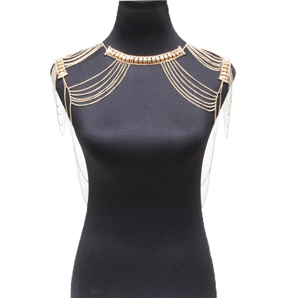 Buy Women Full Shoulder Multilayer Body Chains Harness Tassels Necklace ...