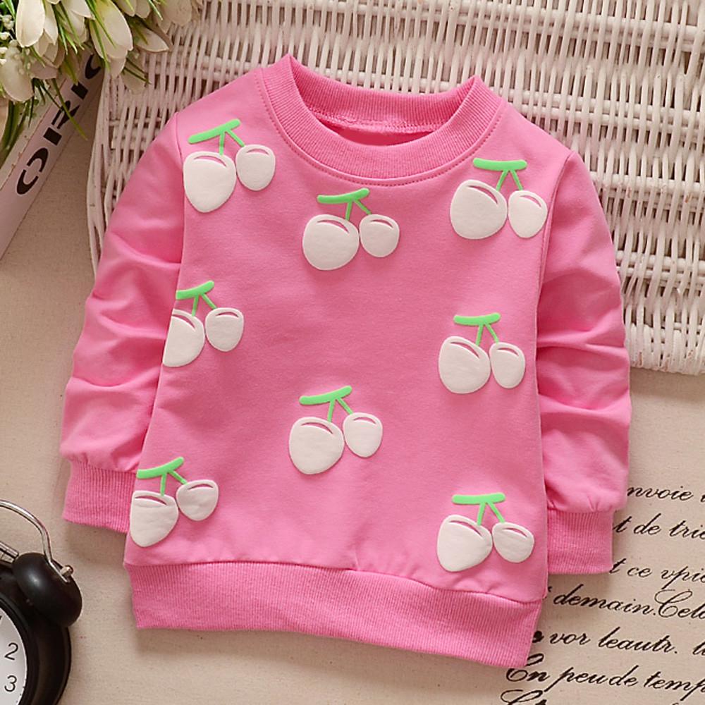 Kids Toddler Girls Boys Soft Cherry Long Sleeve T-Shirt Warm Tops ...