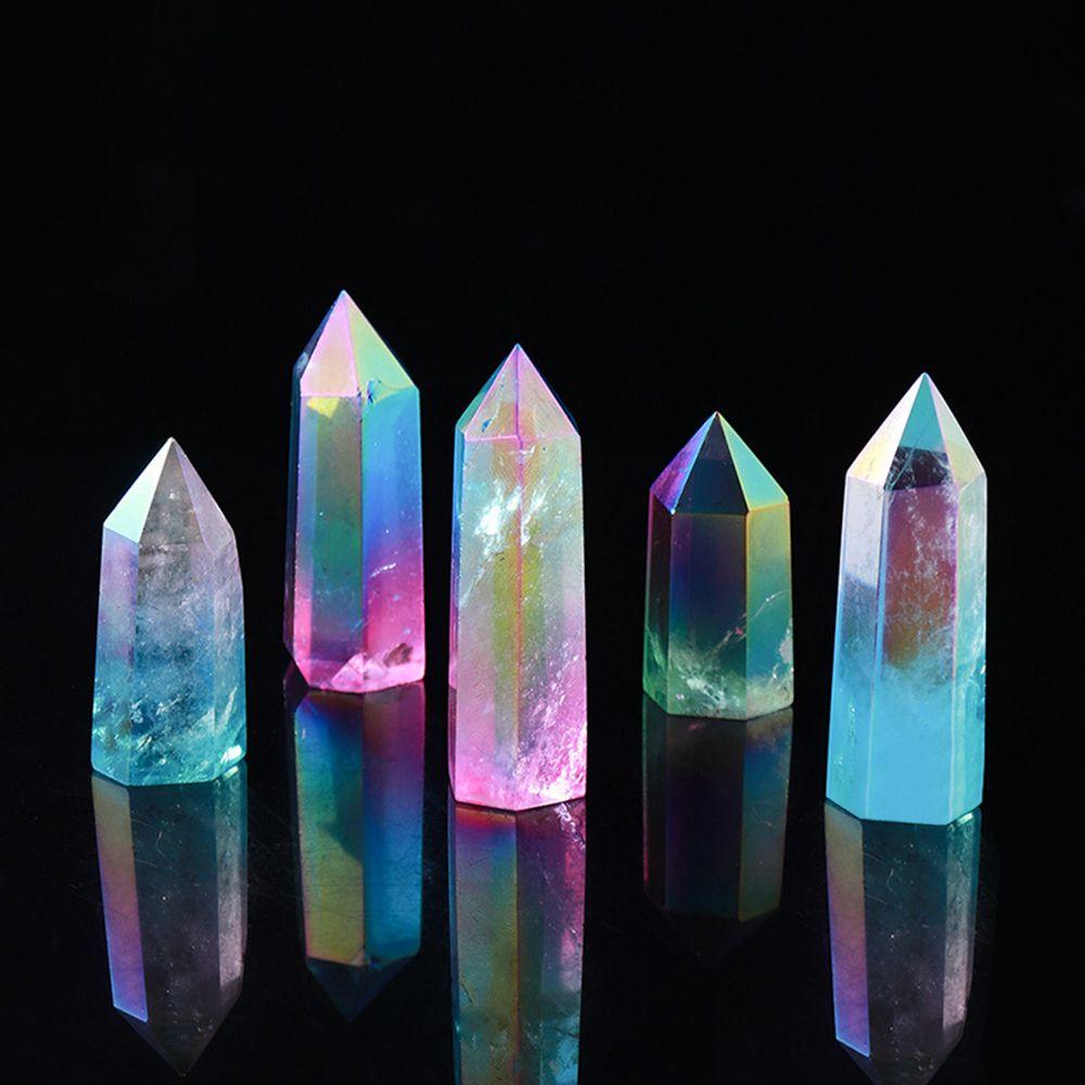Buy Wand Rainbow Natural Clear Hexagon Crystal Column Crystal Crafts ...