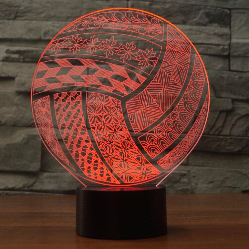Volleyball LED 3D Night Light Desk Lamp Bedroom Light Remote 7 Color ...