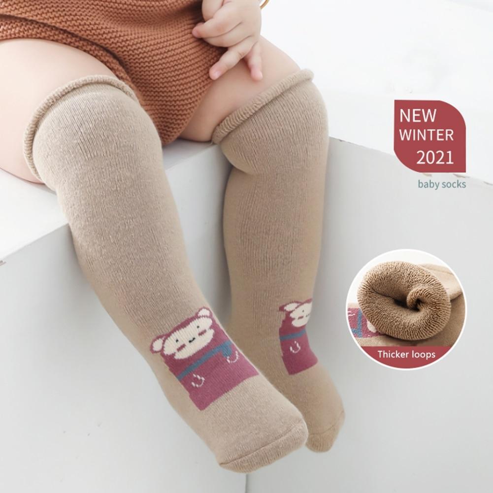 Baby Knee-length Heel-less Socks Mid-calf Warm Socks Elastic Winter ...