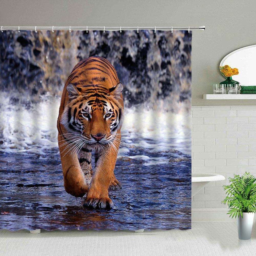 Köp Elephant Zebra Tiger Leopard Vattentät tyg Duschdraperier Afrika ...