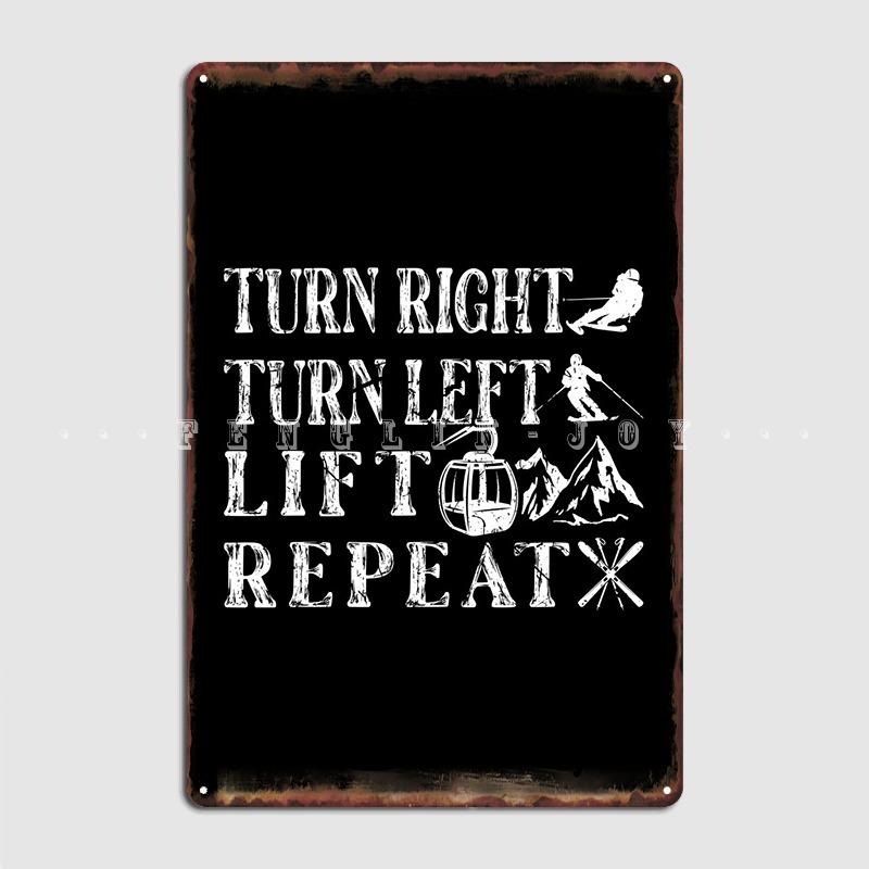 Buy Turn Right Left Ski Lift Metal Sign Wall Mural Pub Garage Retro ...