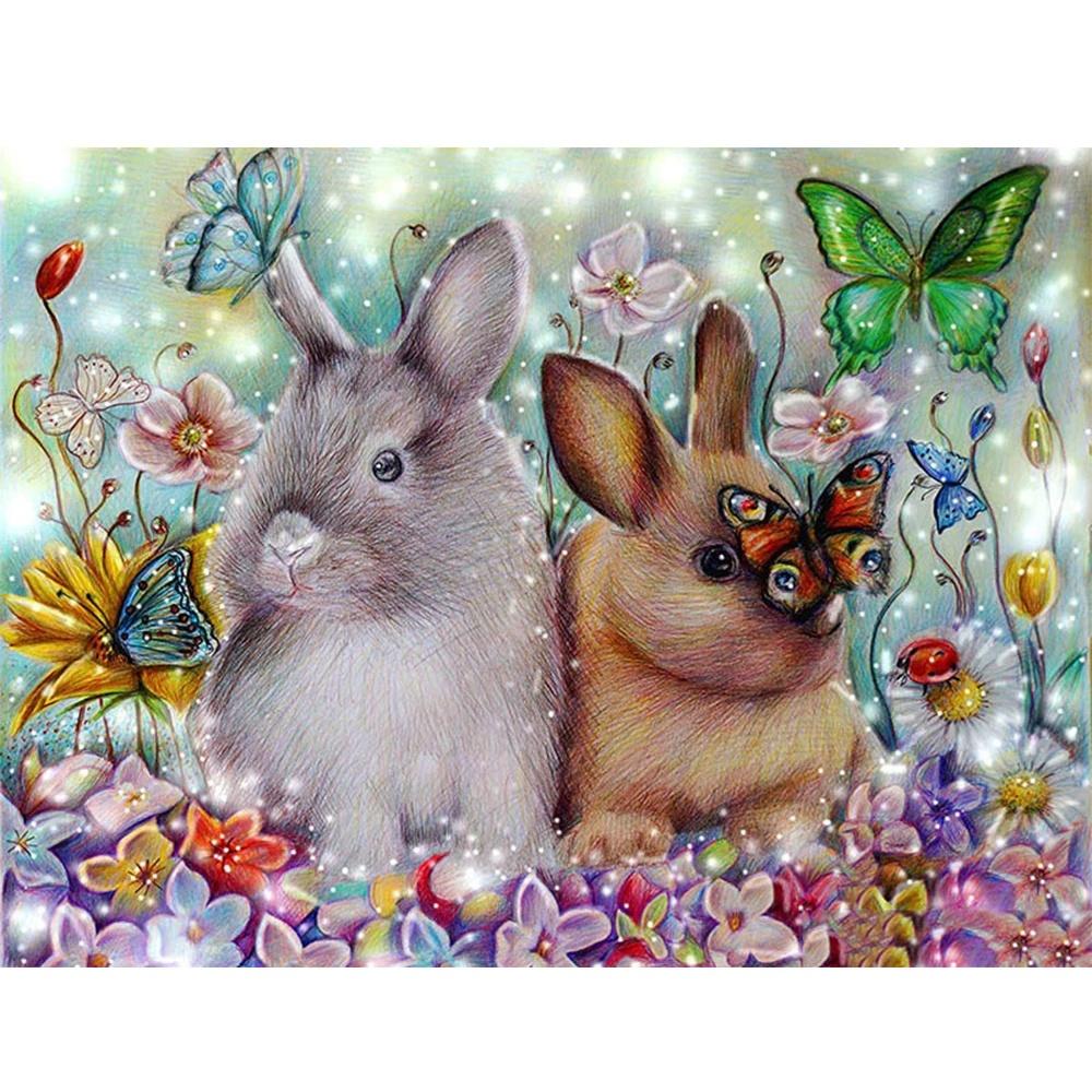 Buy 5d Diamond Painting Full Drill Square Rabbit Pictures Of ...