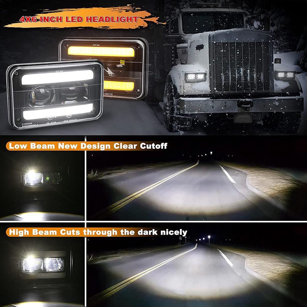 Cumpără Motorcycle Rectangular 4X6 Inch LED Headlight Projector High ...