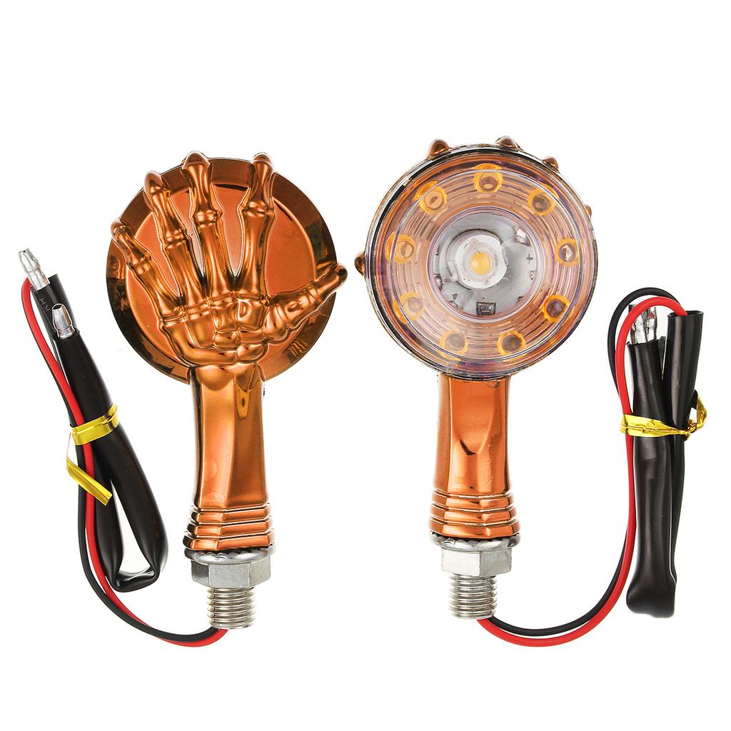 1Pair Chrome Skull Skeleton LED Turn Signal Indicator Light For ...