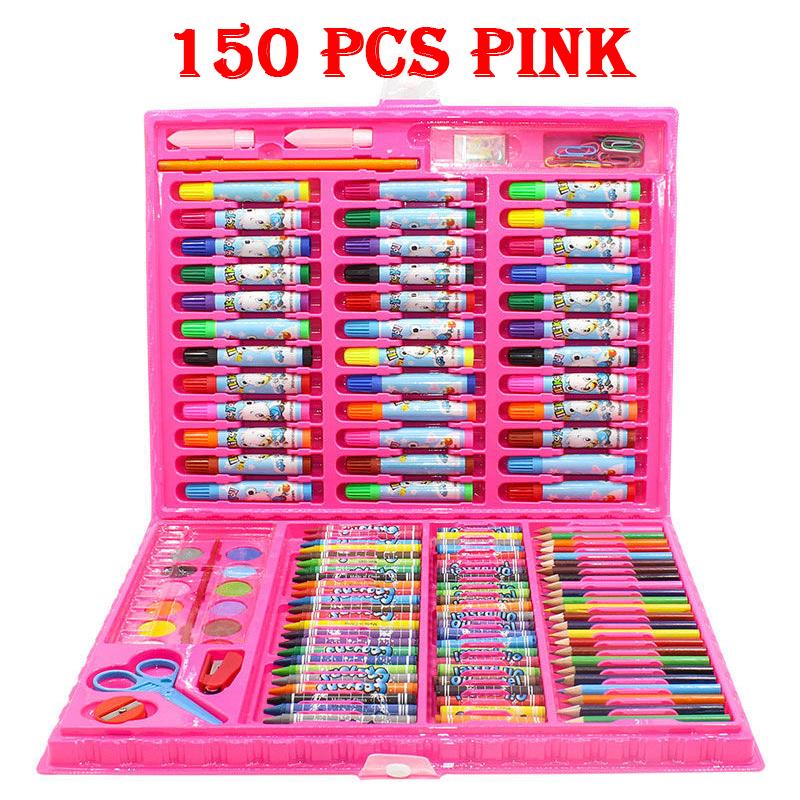 Buy 42-208Pcs Kids Draw Set Colored Pencil Crayon Watercolor Pens with ...