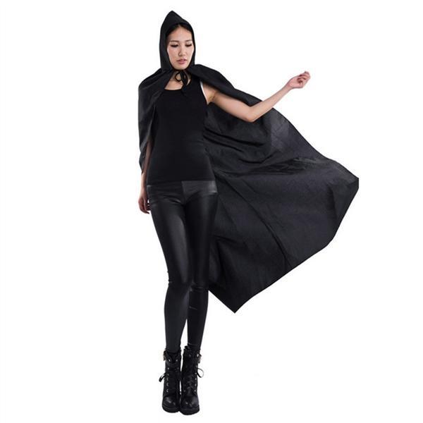 Buy Halloween Cloak Grim Reaper Death Devil Hooded Robe Cloak Black ...