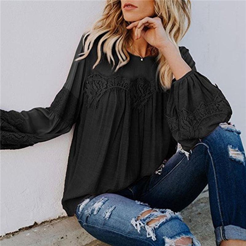 Buy Women's Casual Flax Long Sleeve T-Shirt Puff Sleeve Sexy See ...