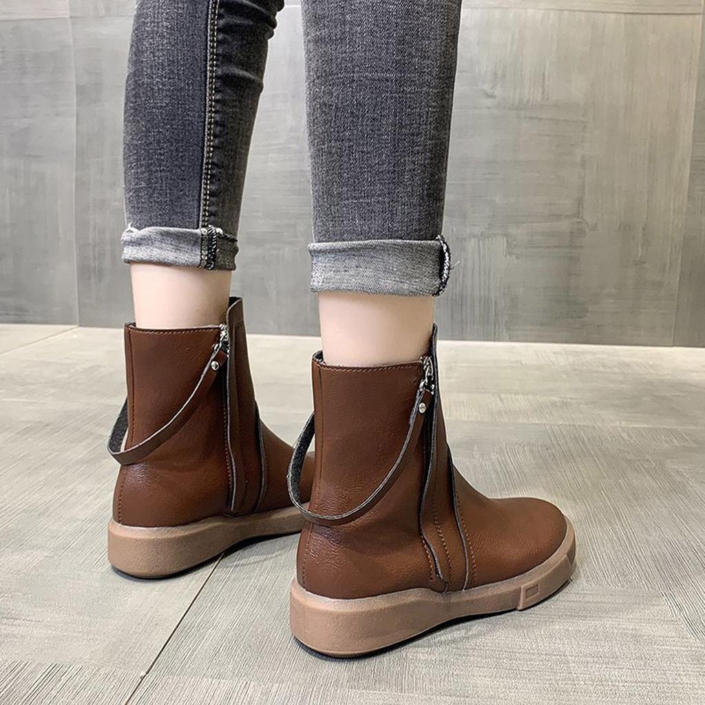 Satın alın Winter And Autumn boots Womens Double Zipper Antiskid Short ...