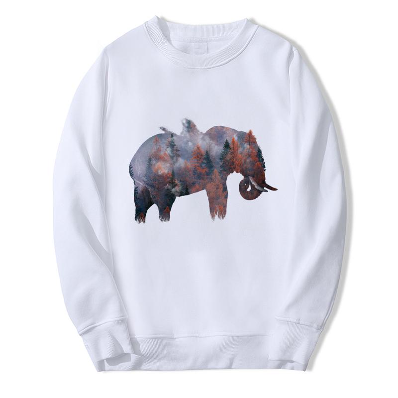 Buy Sweater Harajuku Crew Neck Sweatshirt Elaphant Forest Print Fashion ...