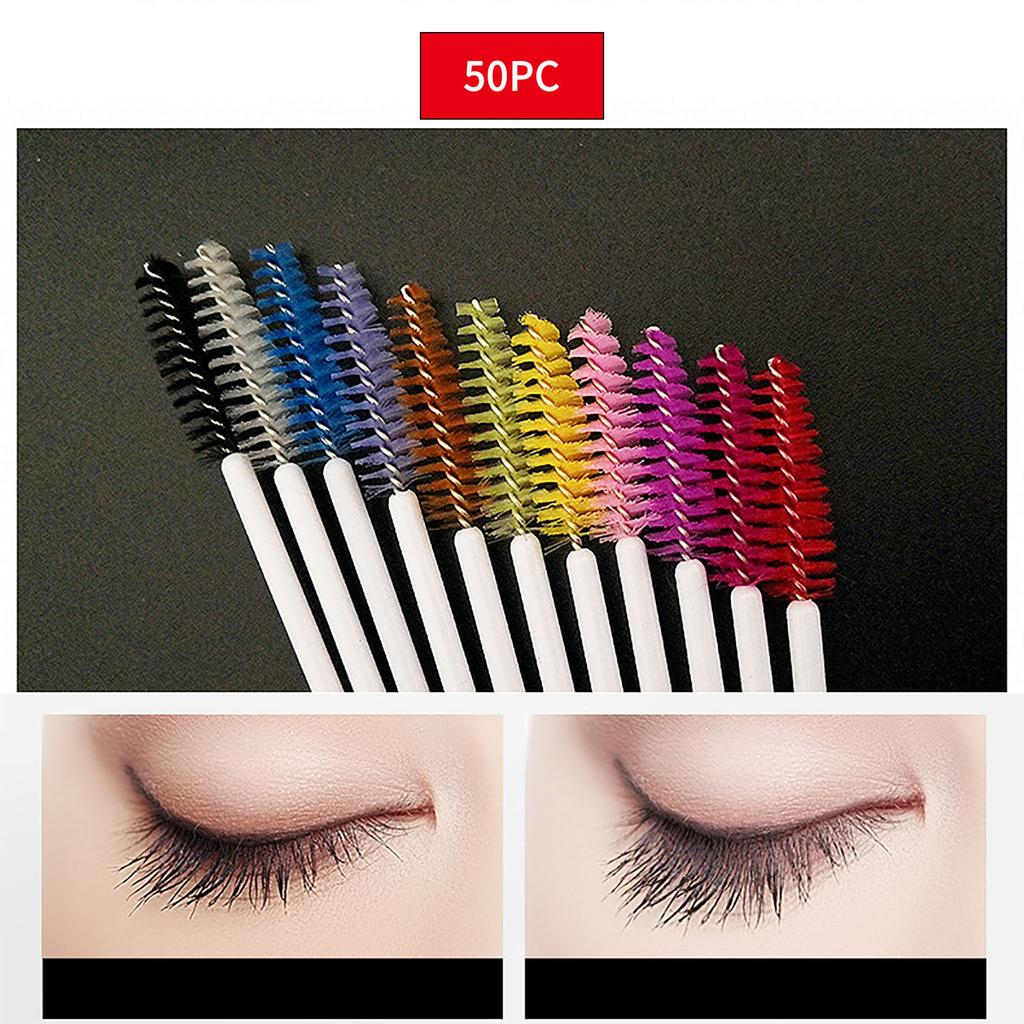 50 Disposable Eyelash Brushes Spiral Curling Comb Eyebrow Brush Makeup ...