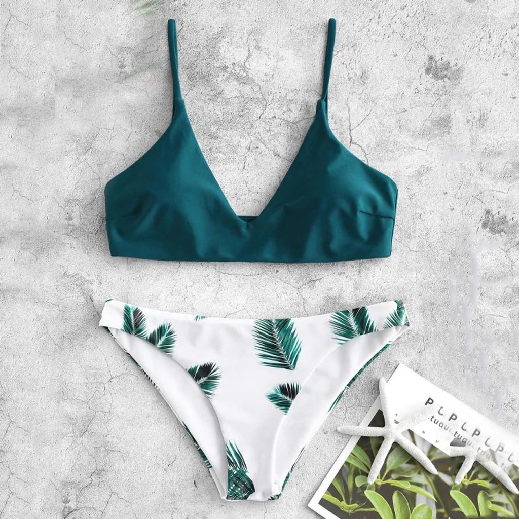 Buy Women Print Push-Up Padded Bra Beach Bikini Set Swimsuit Beachwear ...