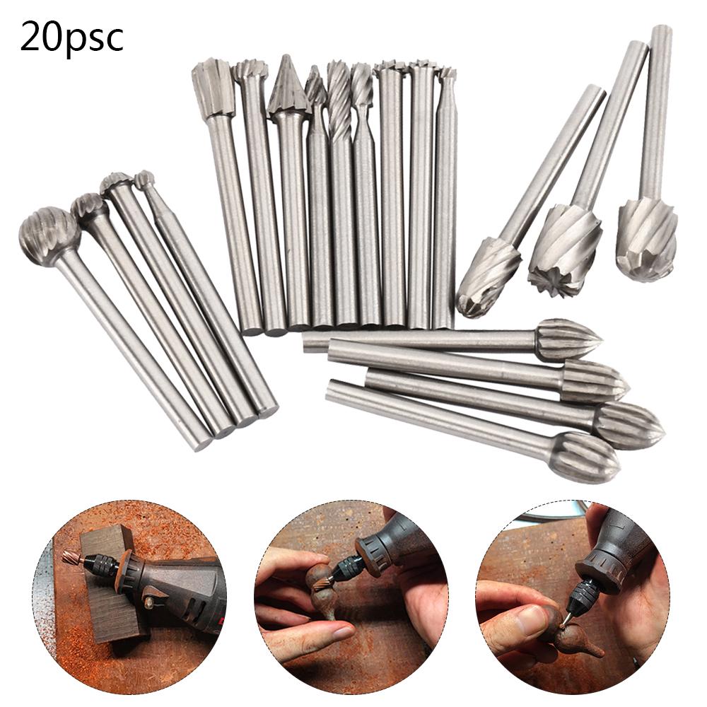 20pcs/set HSS Router Bits Wood Cutter Milling Fits Dremel Rotary ...