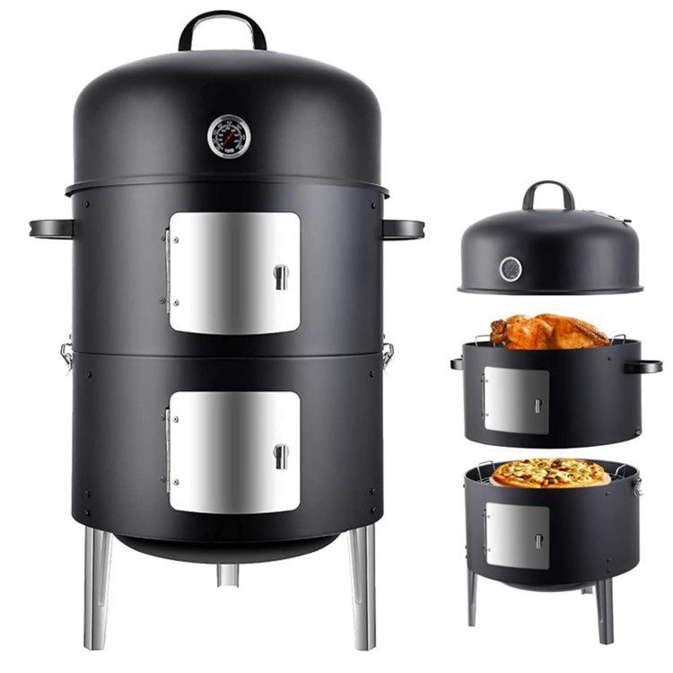 Cheap 3-in-1 Charcoal BBQ Smoker, Outdoor Grill Cooker with Built-in ...