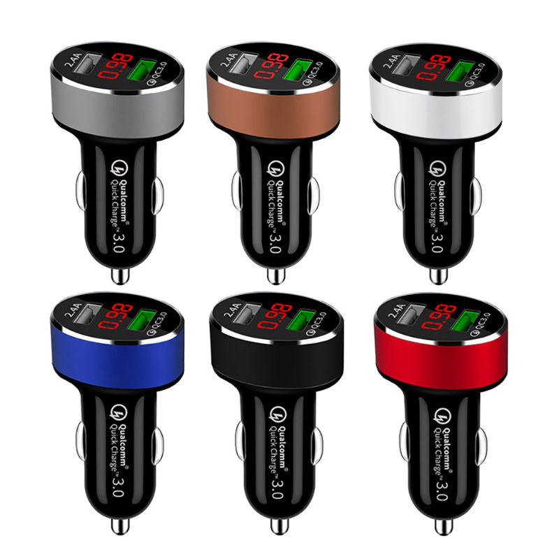 Dual USB QC3.0 Red LED Current Voltage Display Adapter For Tablet PC ...