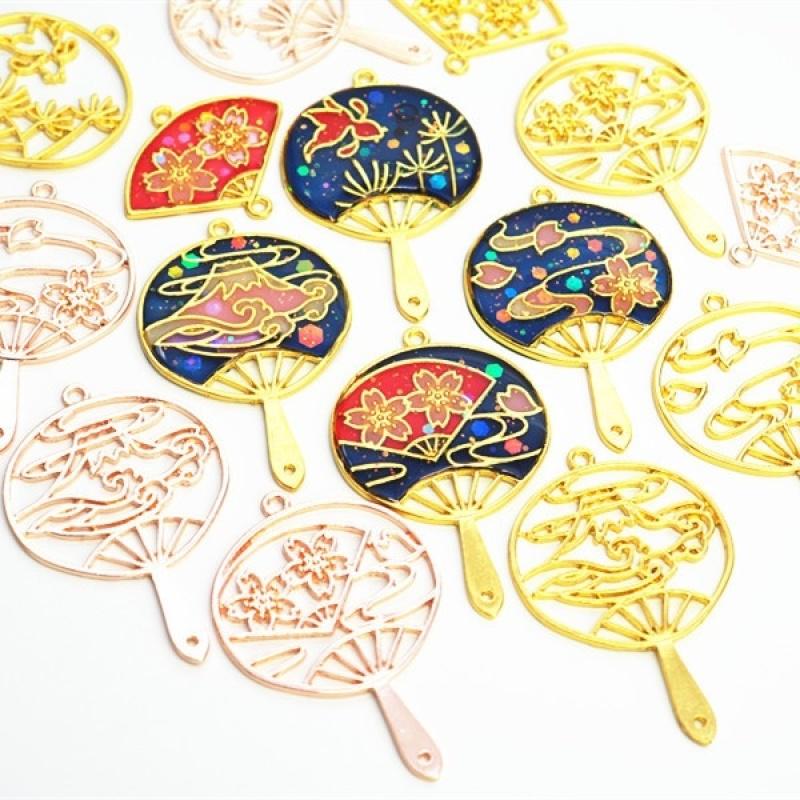 Buy 4PCS Fans Frame Metal Frame Pendant Charm Bezel Setting Cabochon ...