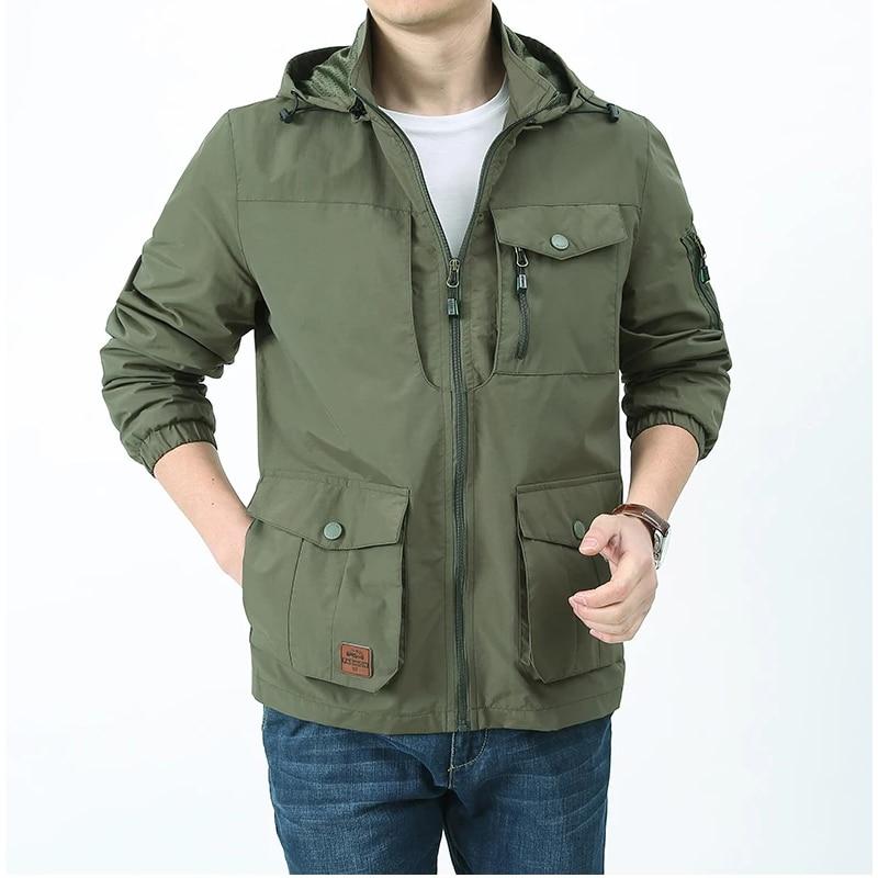 Buy Solid Windproof Outdorr Military Green Black Cargo Jackets Men's ...