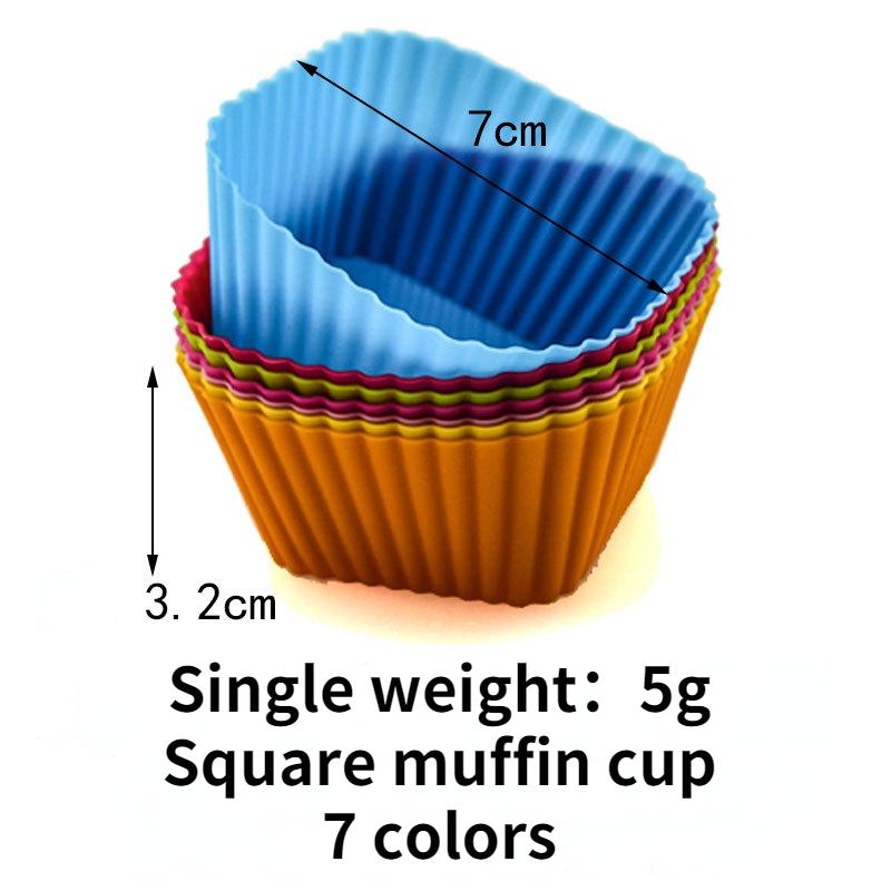 Buy 7cm Muffin Cup Round Heart Square Rose Silicone Cake Cup Baking ...