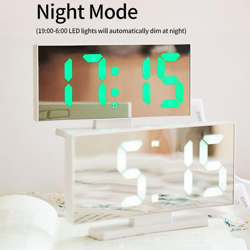 Buy LED Electronic Clock Curved Screen Mirror Clock Mirror Display ...