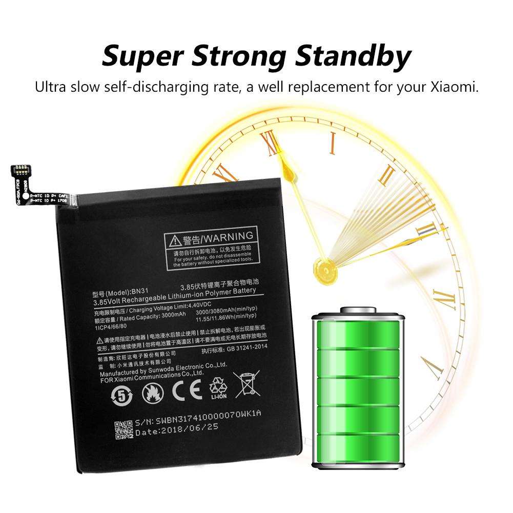 Xiaomi Mi A1 Mi 5X Redmi Note 5A 5A Pro Y1 Lite BN31 Pil için 4x 3.85V ...
