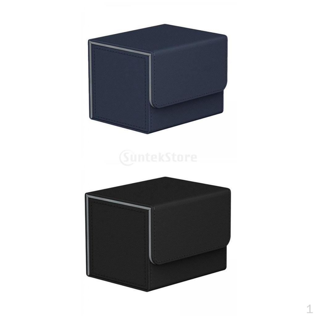 Buy 2x PU Leather Slotted Storage Box Deck Card Case Organizer Holds Up ...