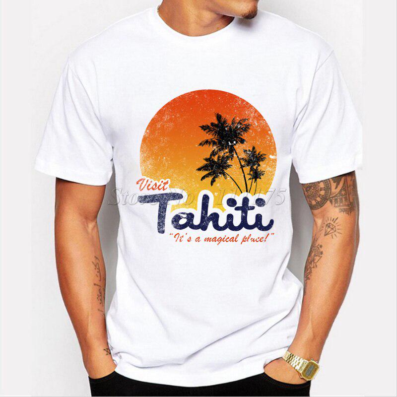 Buy Tahiti scenery Design Men s Fashion T shirt Hipster Tops customize ...