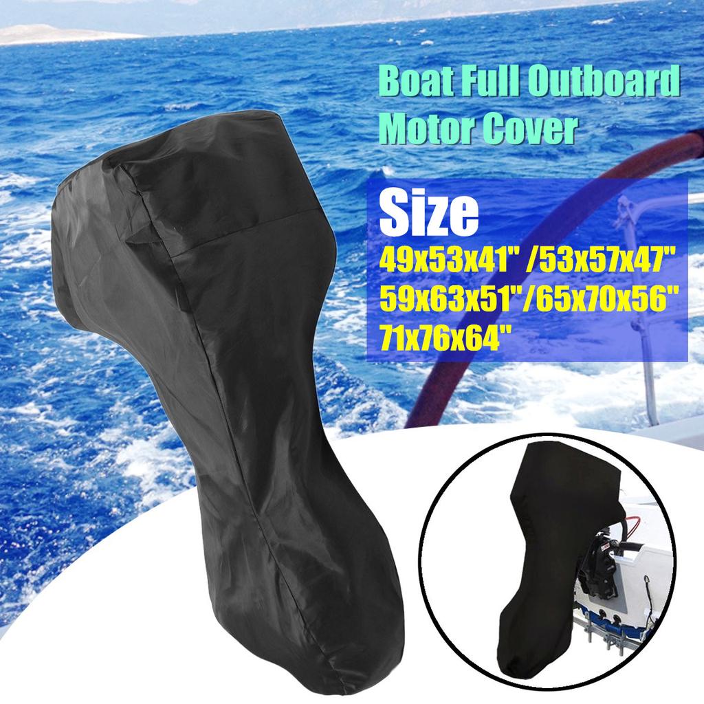 Boat Full Outboard Motor Cover Black Waterproof Protection Oxford Cloth ...