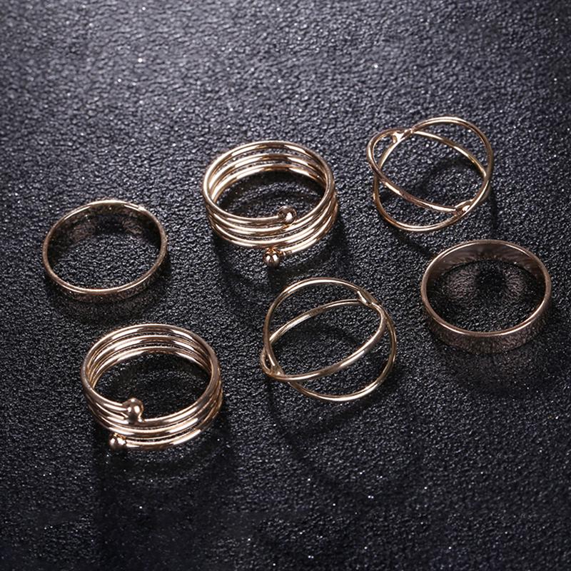 Buy 6pcs Adjustable Ring Set Punk Style Knuckle Rings Women Knuckle ...