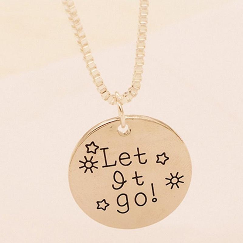 Let It Go Hand Stamped Necklace Pendant .Let It Go Necklace ,Let It Go ...