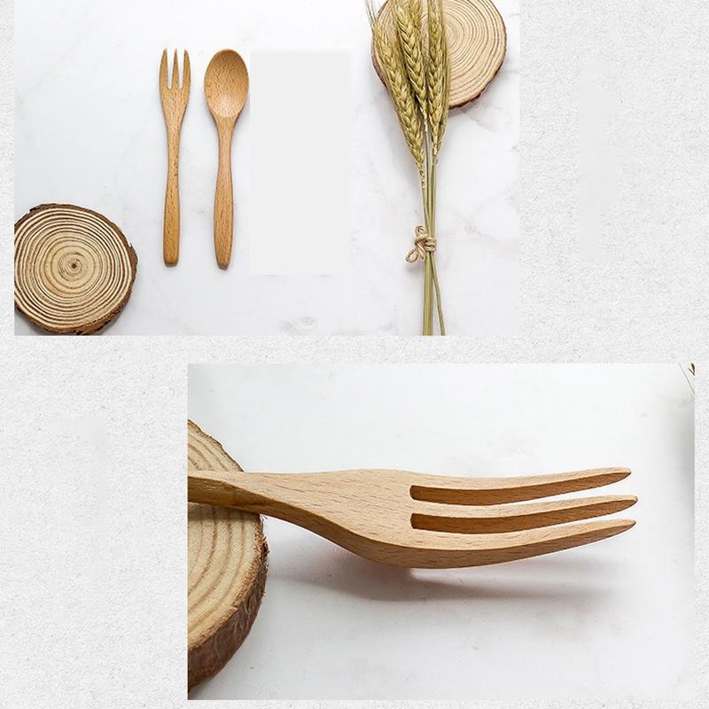 Buy 12Pc Natural Wooden Spoon and Fork Set Kitchen Cutlery Food Salad ...
