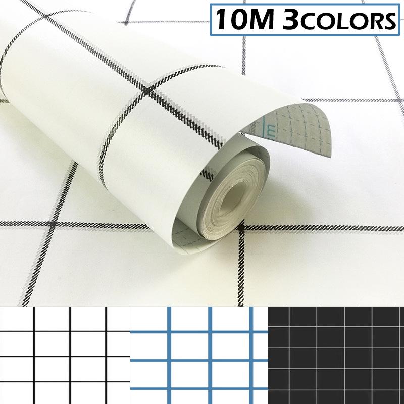 10M Self-Adhesive Grid Wallpapers Waterproof Wall Stickers House Decor ...