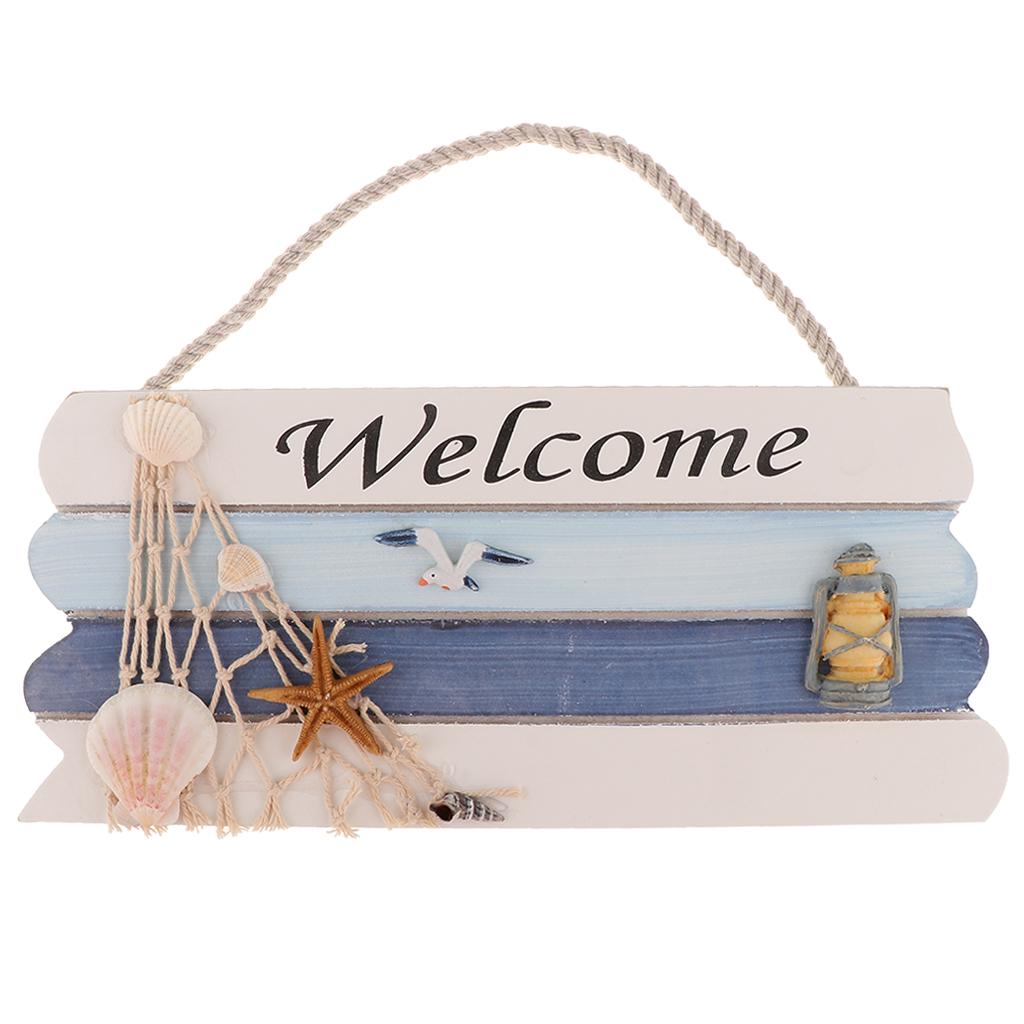 Buy Ocean Theme Wooden Welcome Plague Sign For Door Entrance Porch ...