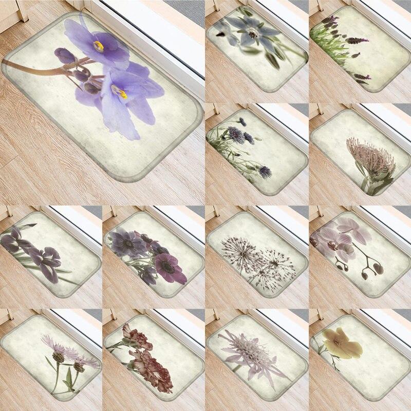 Buy 1pcs 40*60cm Flower Leaves Plant Pattern Anti-Slip Suede Carpet ...