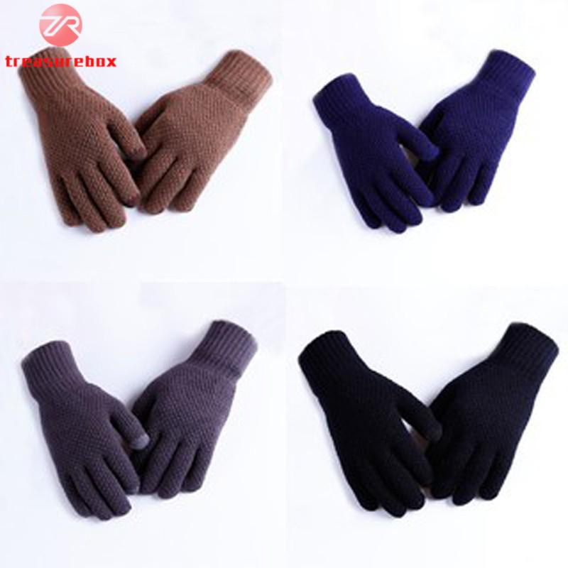 Buy Mens Full Finger Smartphone Winter Touch Screen Cashmere Gloves ...