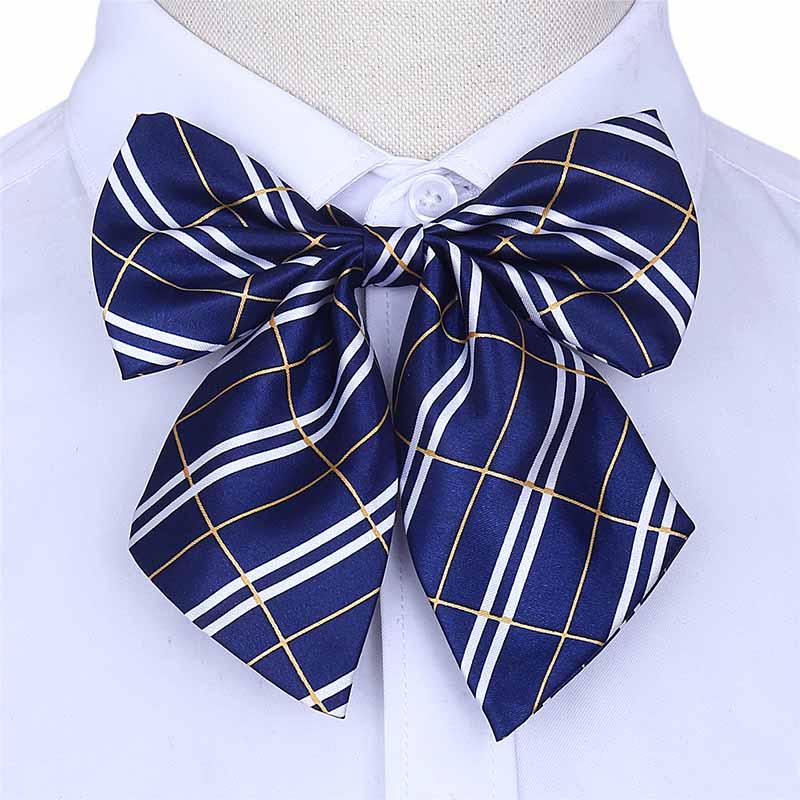 Buy Women Bow Ties Striped Butterfly Stewardess Silk Cravat Fashion ...
