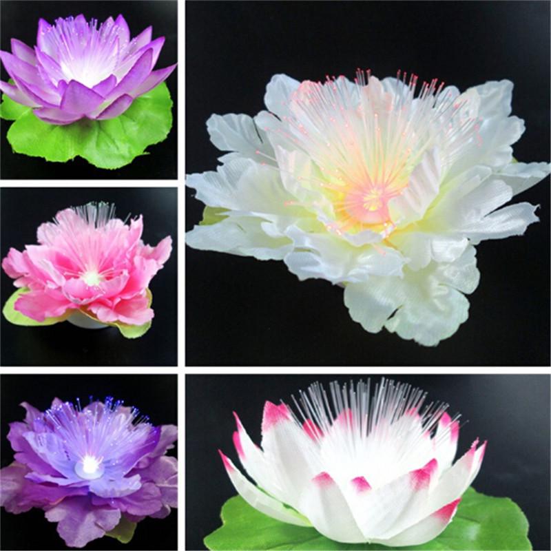 Buy Led Flash Fiber Optic Lotus Flower Night Light Decoration Luminous ...