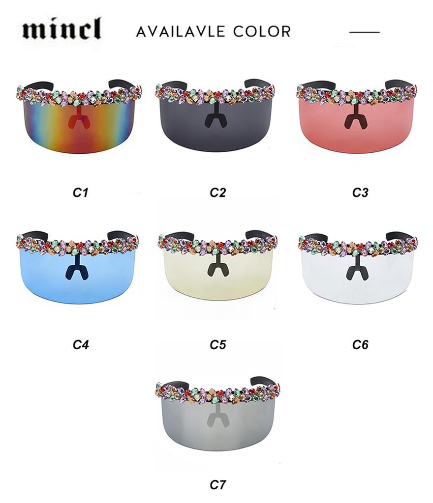 Buy Oversized Diamond Goggle Sunglasses Women One-piece Vintage Mirror ...