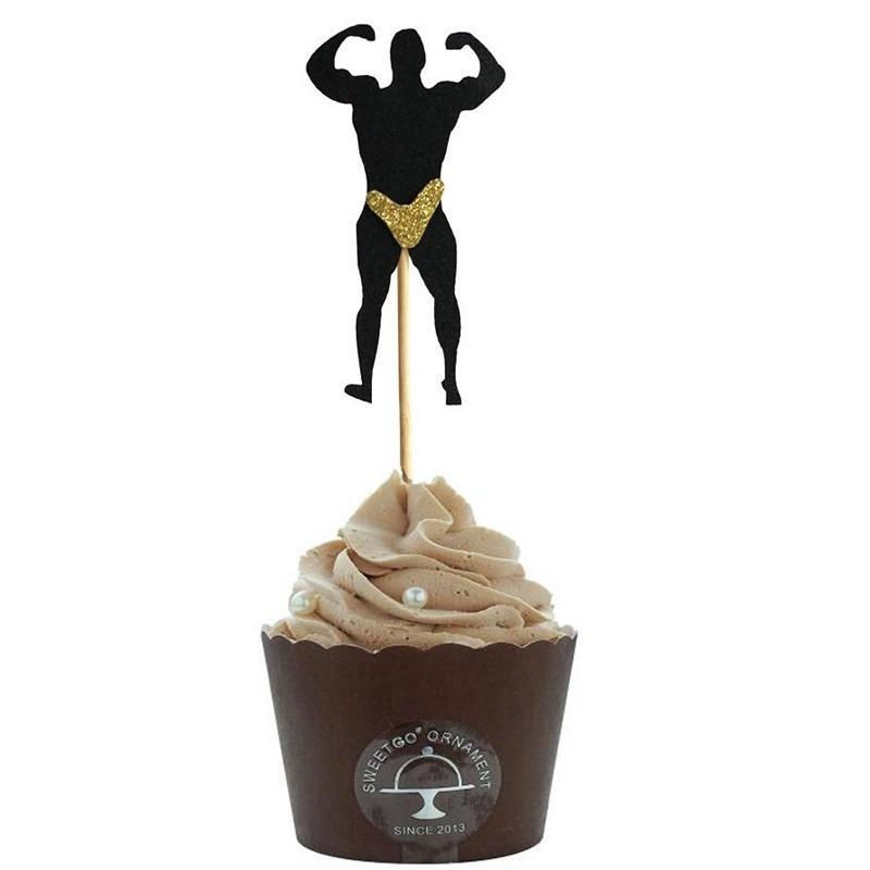 Buy Muscle Man Cake Toppers Picks Cupcake Topper for Boy Man Birthday ...