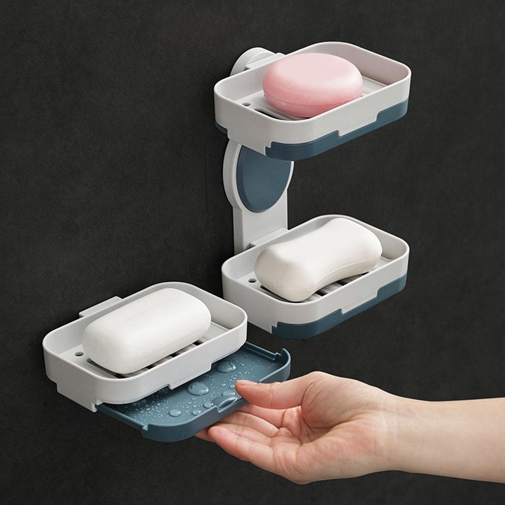 Buy Wall Mounted Double Layer Bathroom Soap Holder Storage Holder Soap ...