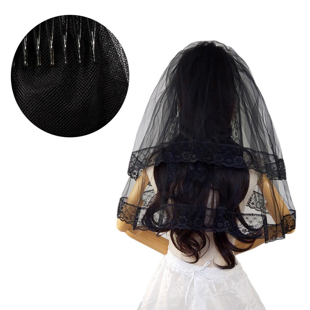 Buy 1pc Black Kids Veil Decorative Halloween Veil Lace Veil Wedding ...