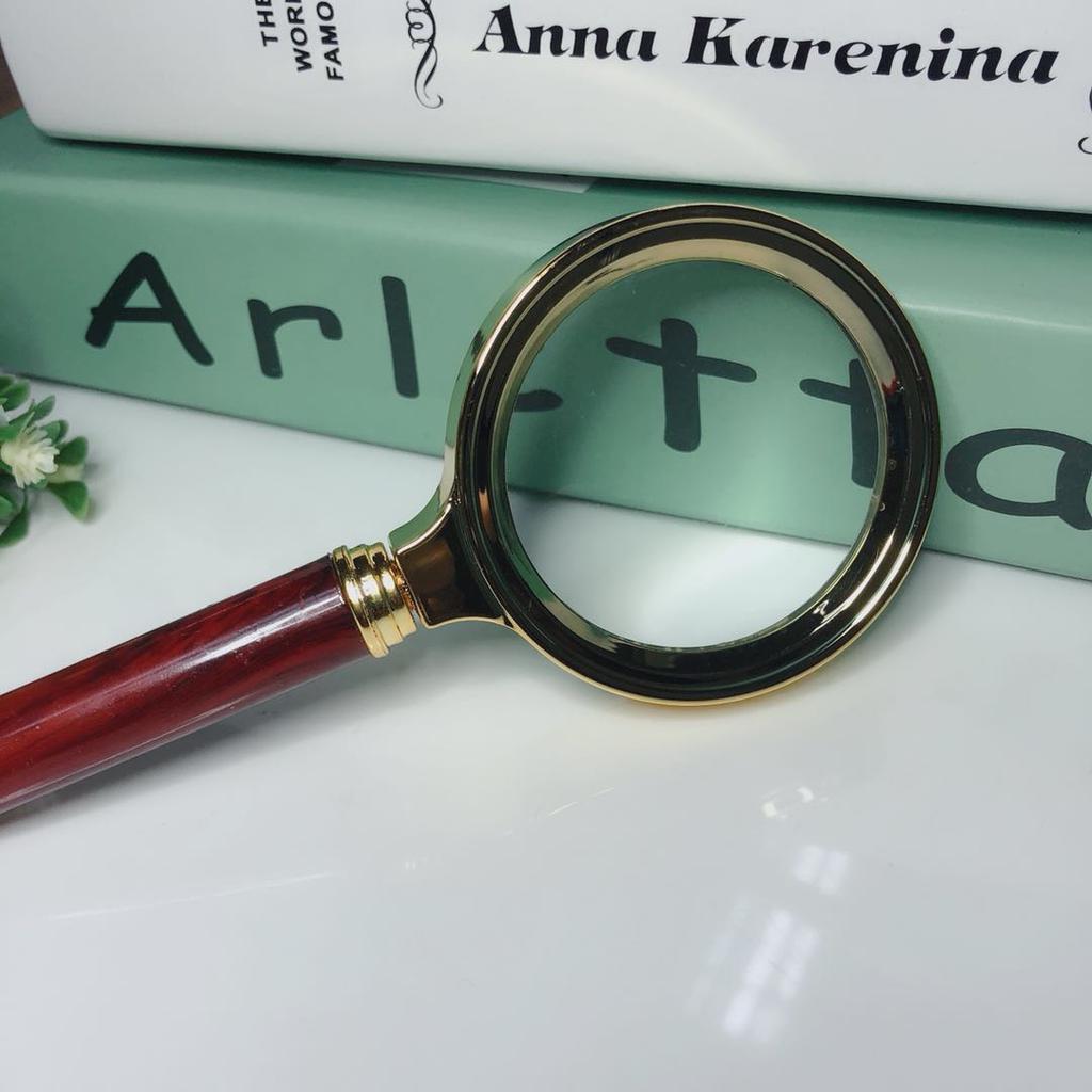 Buy 2pcs Gold Tone Metal Frame Rosewood Handle Grip Magnifying Lens ...