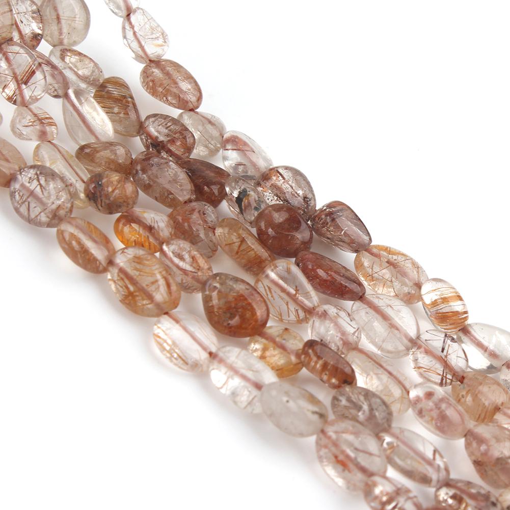 5-7mm Natural Irregular Copper Rutilated Quartz Stone Smooth Loose ...