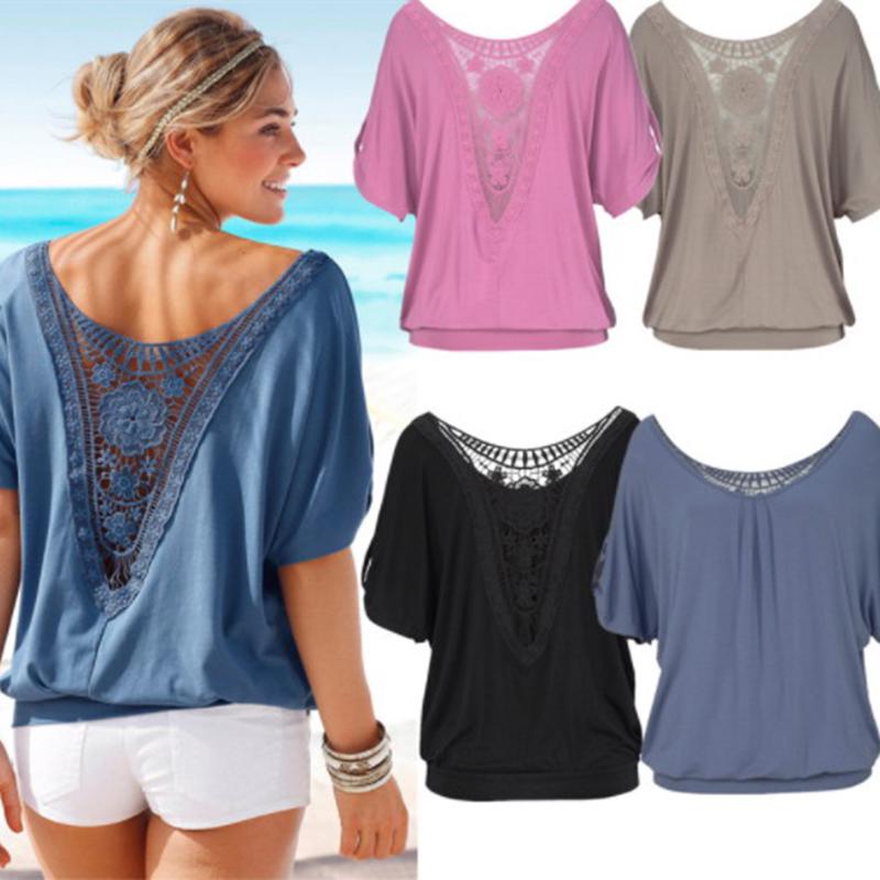 Plus Size Women Fashion O-Neck Chiffion Casual T-Shirt Short Sleeve ...